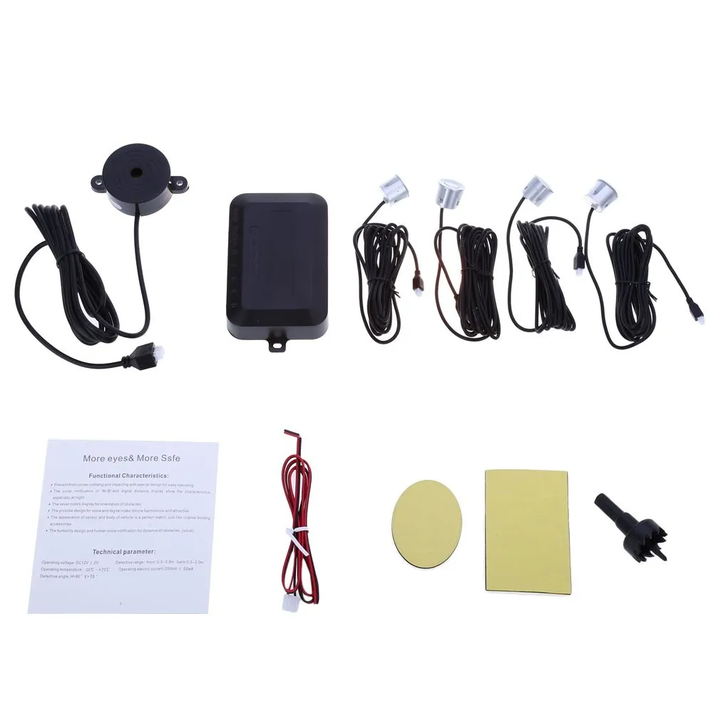 Premium Auto Reverse Parking Sensors: 4-Sensor System with Voice Alert ...
