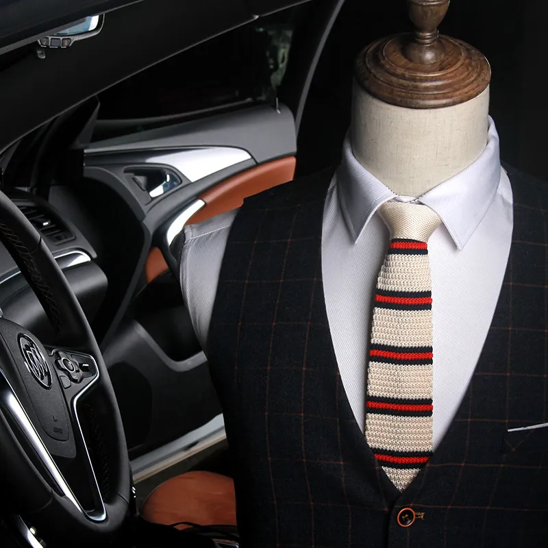 Mens Striped Knitting Tie 145*5cm, Solid Color, Perfect For Business ...