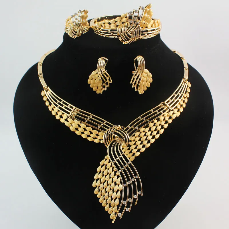 Elegant African Jewelry Sets: 18K Gold/Silver Plated Rhinestone ...