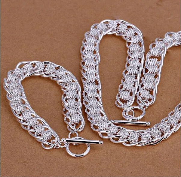 Heavy 925 Sterling Silver Jewelry Set - Unisex Necklace & Bracelet ...