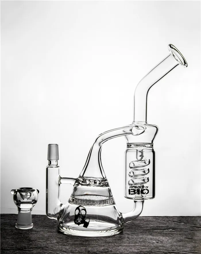 Wholesale Black Skull Double Recycler Dab Rig With Thick Coil Heady ...