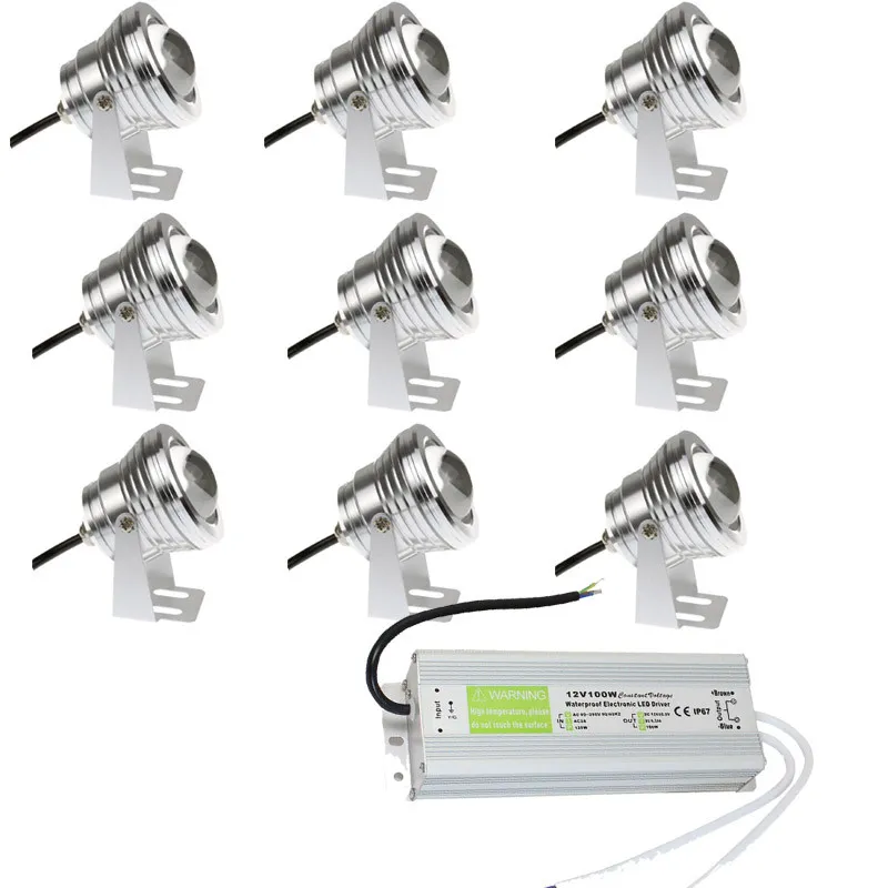 12 Volt 10W LED Underwater Light Outdoor Waterproof IP65 Spotlights WW ...