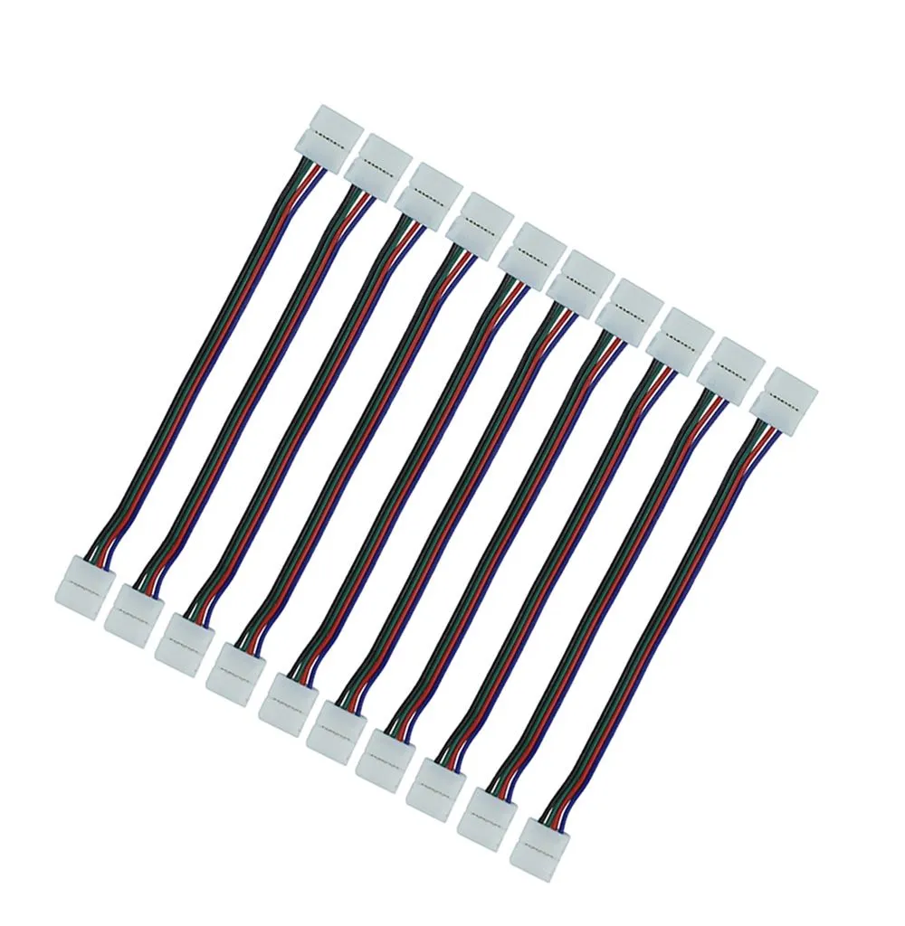 RGB LED Strip Connectors - 10mm 4-Pin Wire Jumpers for 5050 RGBW LED ...