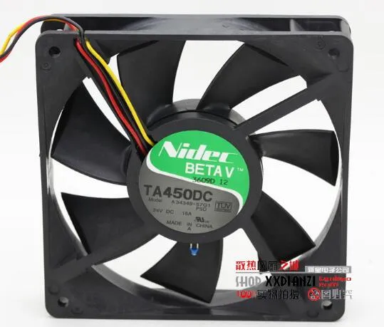 NIDEC TA450DC A34349 57G1 12cm 120*120*25 24V 0.15A Dual Ball 3 Wire ...