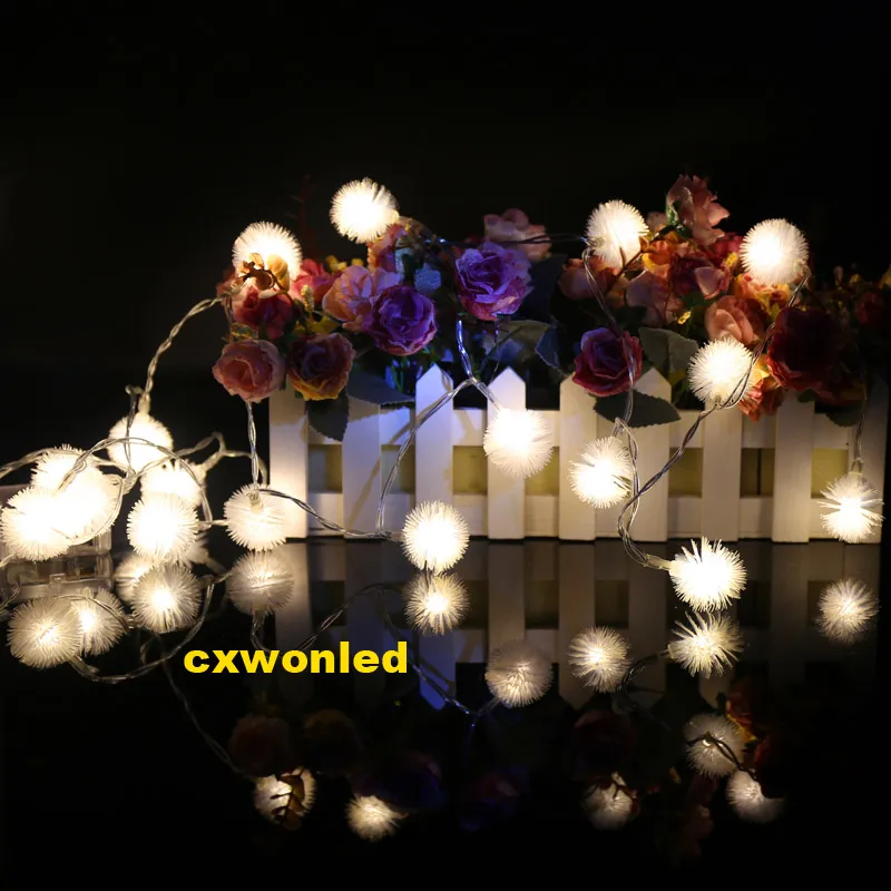 2M Warm White Puffer Ball Mini String Lights Lights Battery Powered For ...