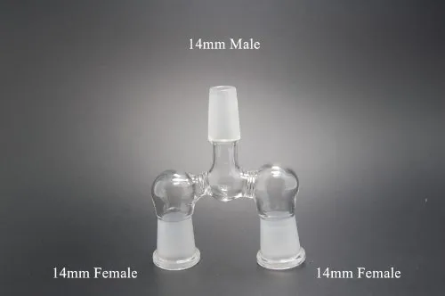 Wholesale Double Bowl And Wishbone Glass Splitter 3 Way Adapter Frosted ...