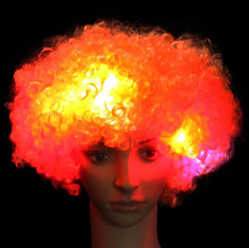 LED Cosplay: Flashing Party Light Head Curly Costume Wigs For Football ...