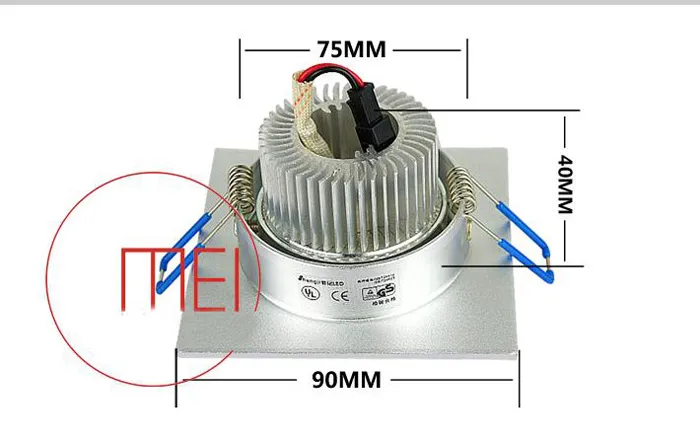 Recessed Square Ceiling Light Dimmable 9W LED Downlight Warm/Natural ...