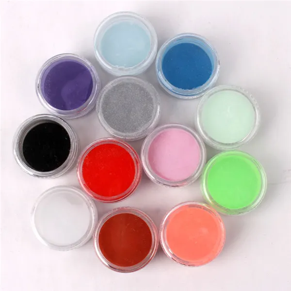 Colorful Acrylic Powder Nail Art Set 12 Mix Colors 3D DIY UV Gel Carve ...
