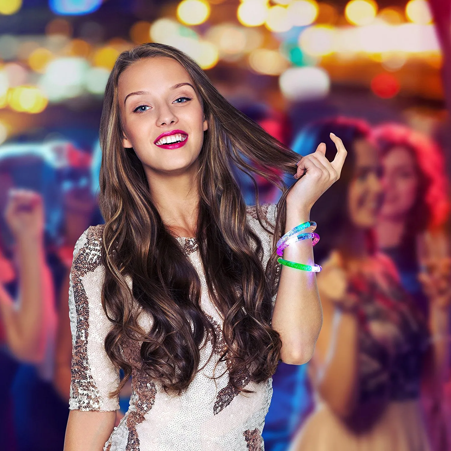 Colorful LED Flash Glow Bracelets, Acrylic Light-up Wristbands for Rave ...