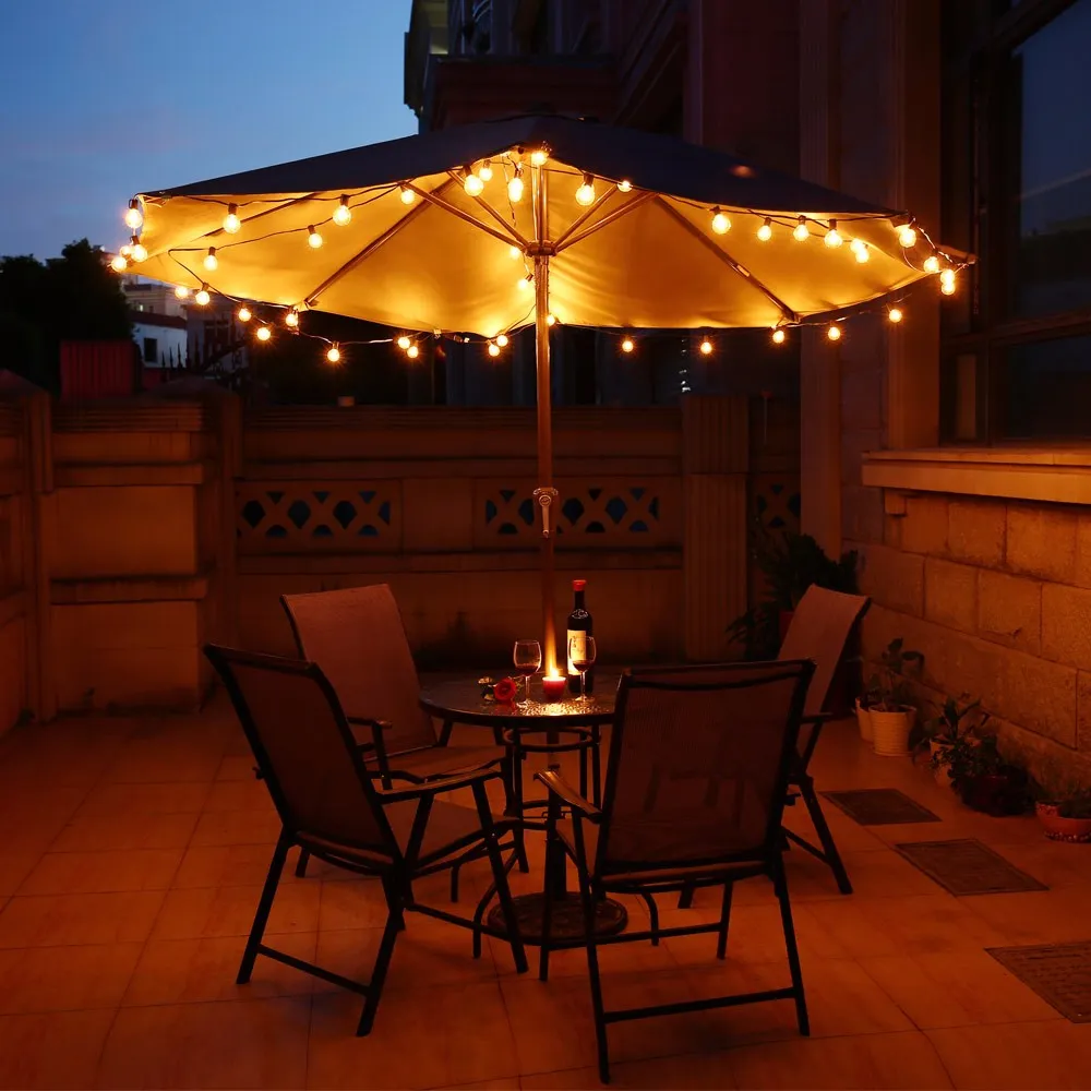 String Light Poles For Deck G50 Outdoor - 25 Clear Globe Bulbs On 25ft ...