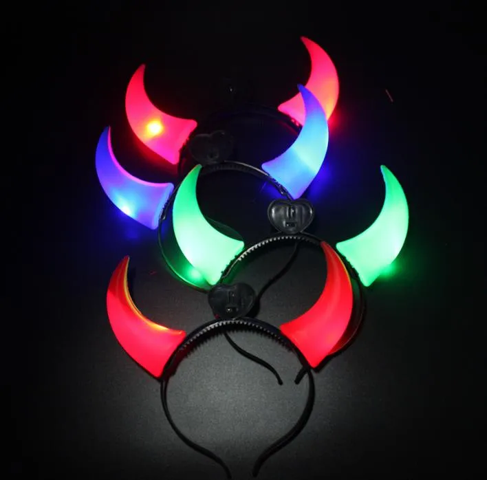 Led Flashing Horns Headband Glow Light Up Xmas Devil Hair Hoop Headband ...