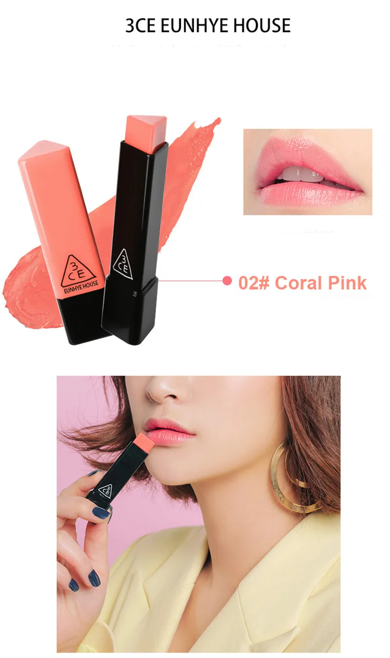 Korean Lipsticks Matte Stick Lipstick With Triangle Tip, Creamy Texture ...