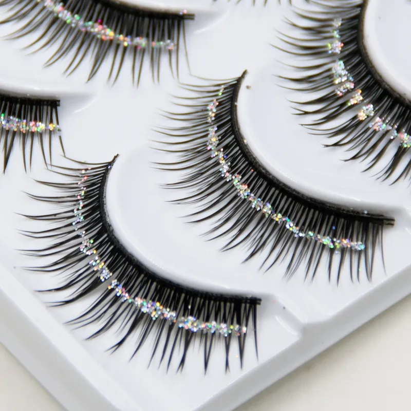 Natural False Eyelashes Silver Sequins Glitter Design For Stage ...