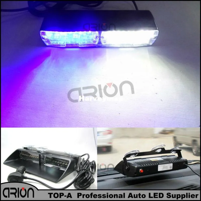 Ultra Bright S2 16 LED Blue/White Emergency Car Police Strobe Flash ...