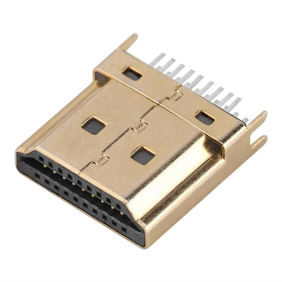 Gold Tone Mini HDMI Male Jack Connectors 1.6mm Pitch 19 Pin PCB 50 Pack ...