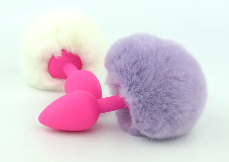 Small Size Silicone Rabbit Tail Anal Plug Bunny Butt Plug Silicone Booty Beads Anal Dildo Anal