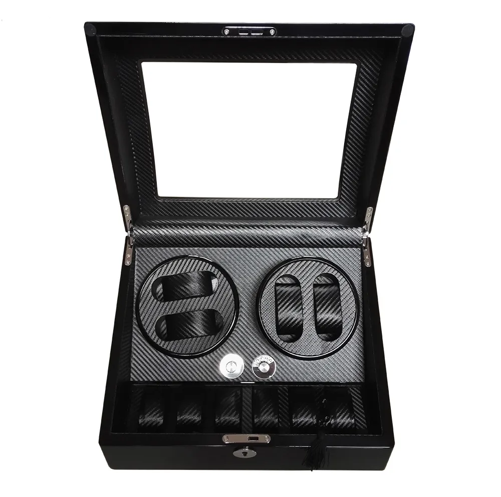 Global Fit Luxury Watch Winder Box for Swiss Brand Watches, Black ...