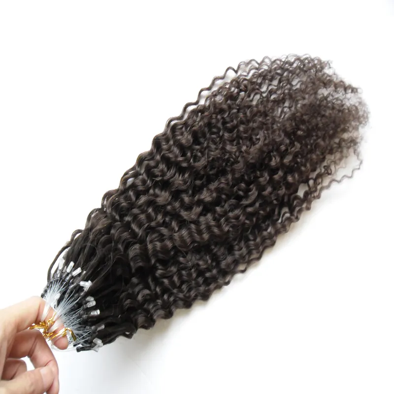 Natural Black Curly Micro Bead Hair Extensions 100g Peruvian Virgin ...