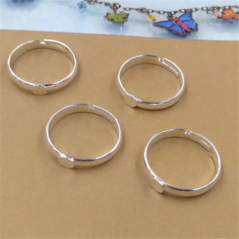 BoYuTe Silver Ring Base with 4mm Pad Copper Adjustable Ring Settings ...