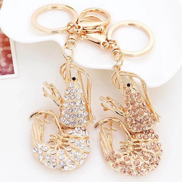 Rhinestone Shrimp Keychain: 2024 Cute Metal Crayfish Bag Charm Keyring ...