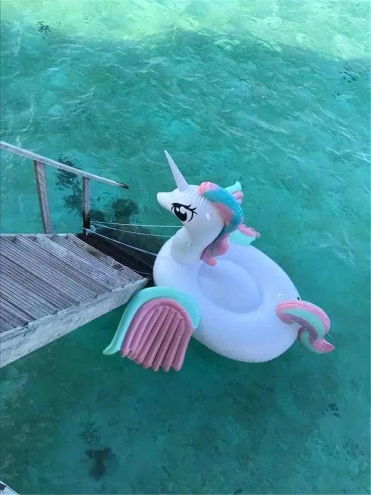 Inflatable Summer Rainbow Horse Pool Float Water Raft, Giant Ride On ...