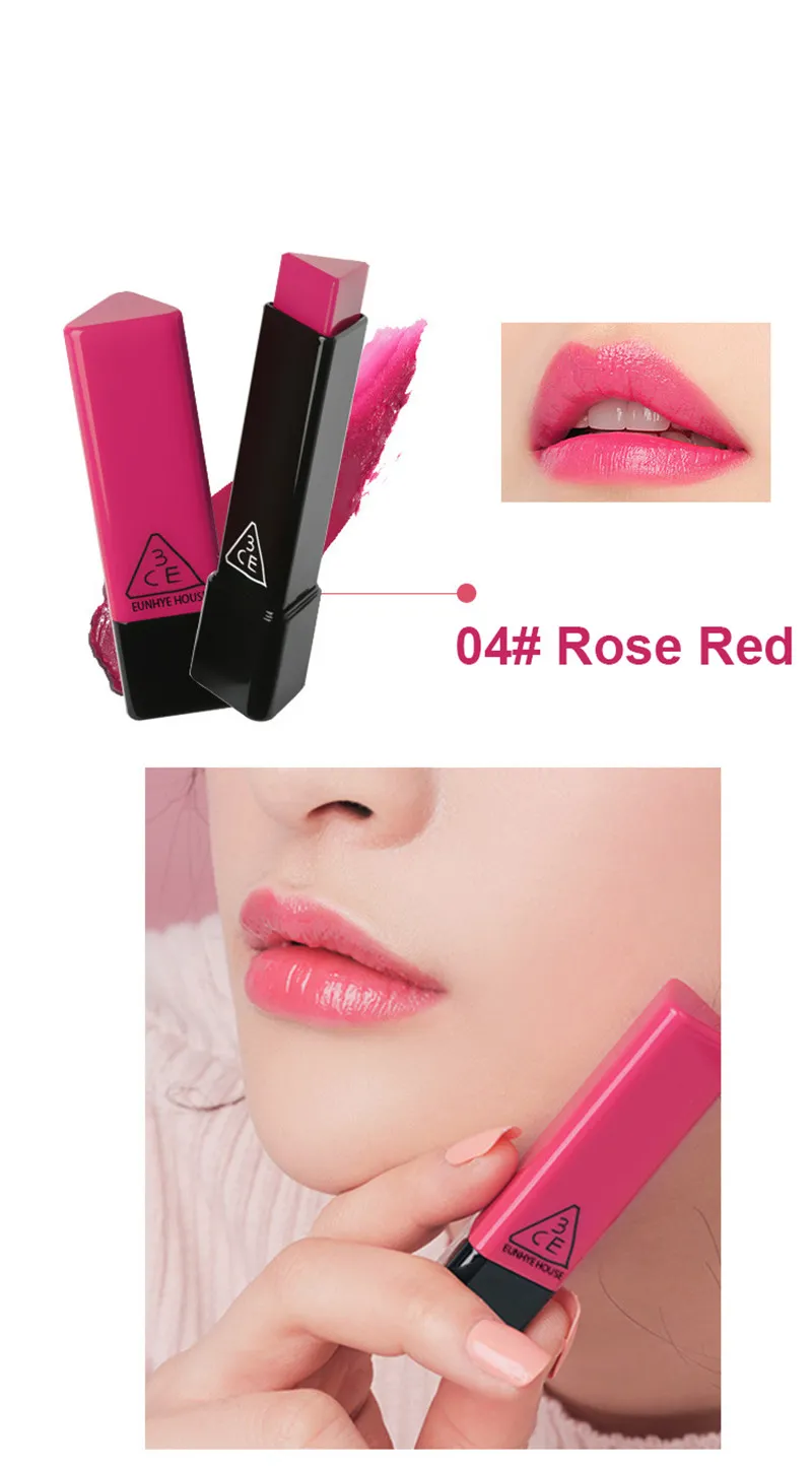 Korean Lipsticks Matte Stick Lipstick With Triangle Tip, Creamy Texture ...