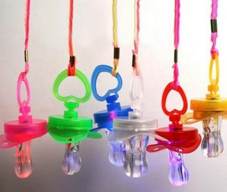 Light Up Pacifier Nipple Whistle Necklace Colorful Flash Led Whistle ...