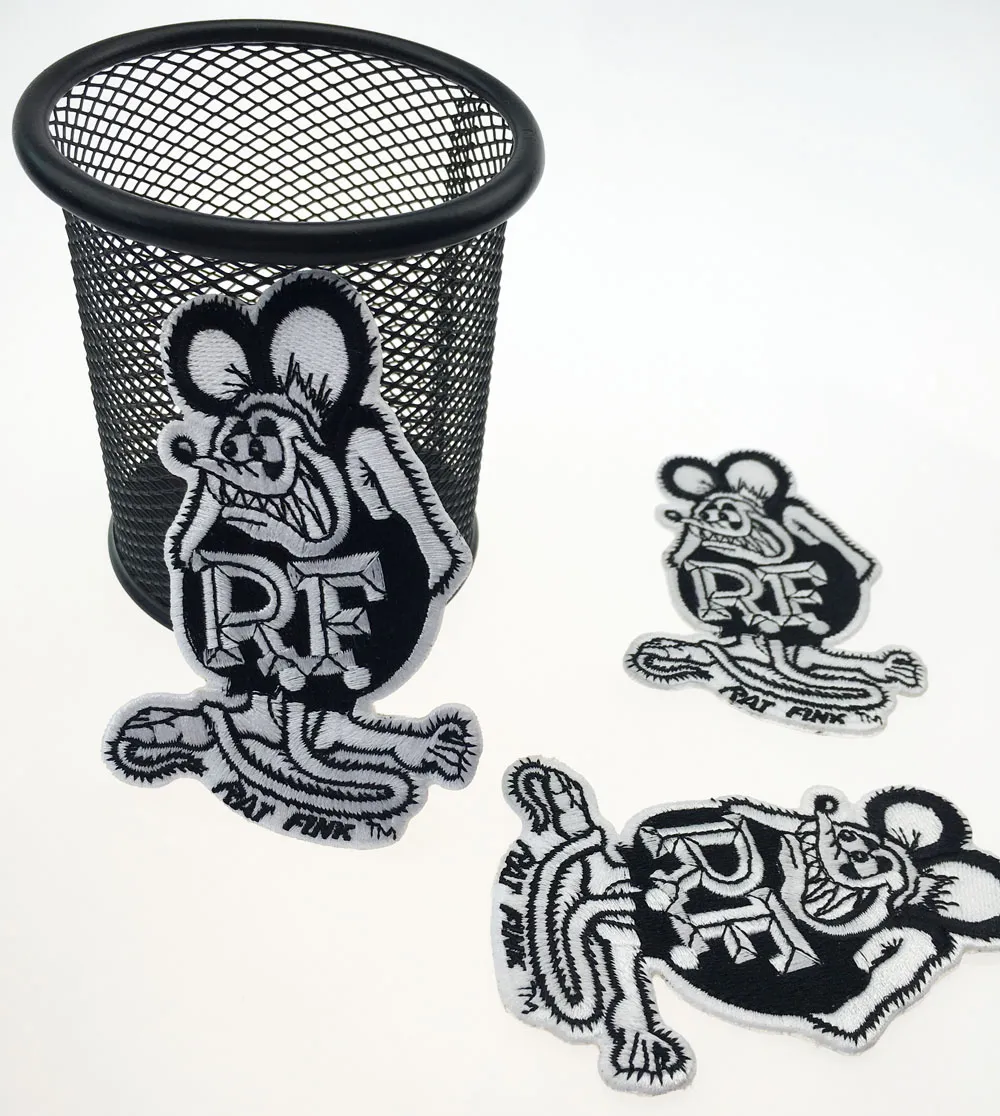 DHgate.com:Black & White Rat Fink Embroidered Iron-On Patch, 100% ...