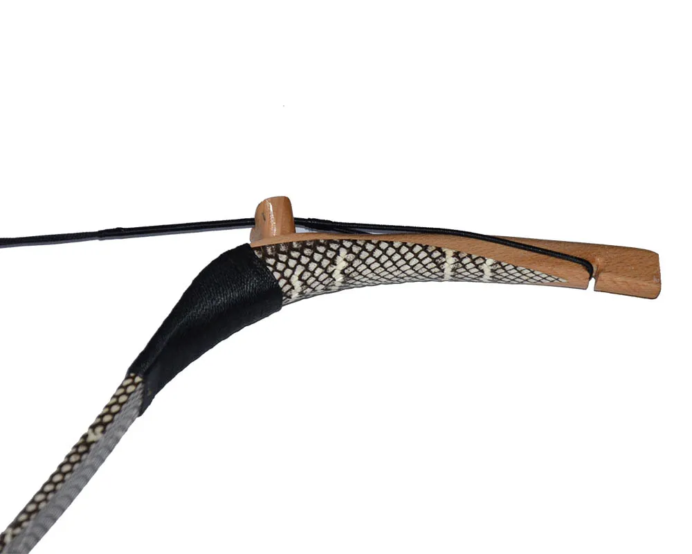 Black Hunter Longbow Archery Recurve Bow Handmade White Snake Skin ...