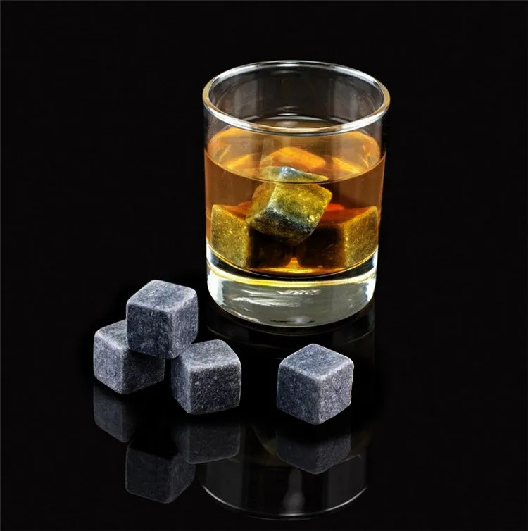 Whiskey Stones Set: Natural Soapstone Ice Cubes With Velvet Pouch For ...