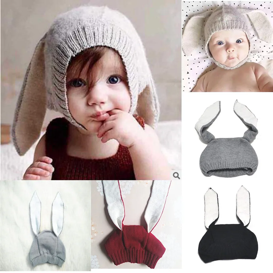 Winter Baby Rabbit Ears Knitted Hat for Infants and Toddlers, Bunny ...