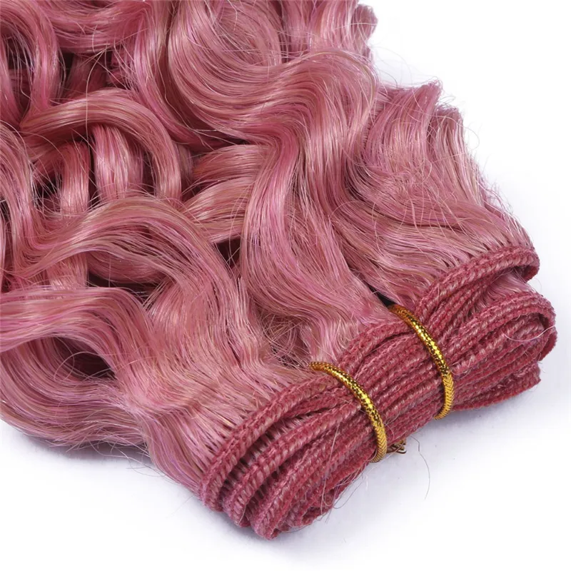 Deep Curly Human Hair Extensions Dark Pink, 8A Virgin Indian Hair ...