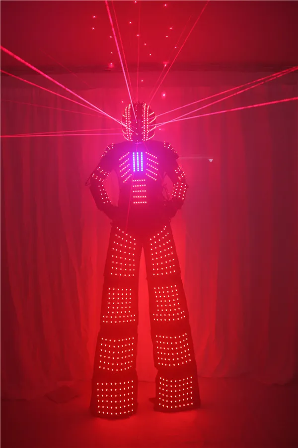 Disfraz Futurista LED Robot: Traje De Robot Iluminado Con Zancos De ...