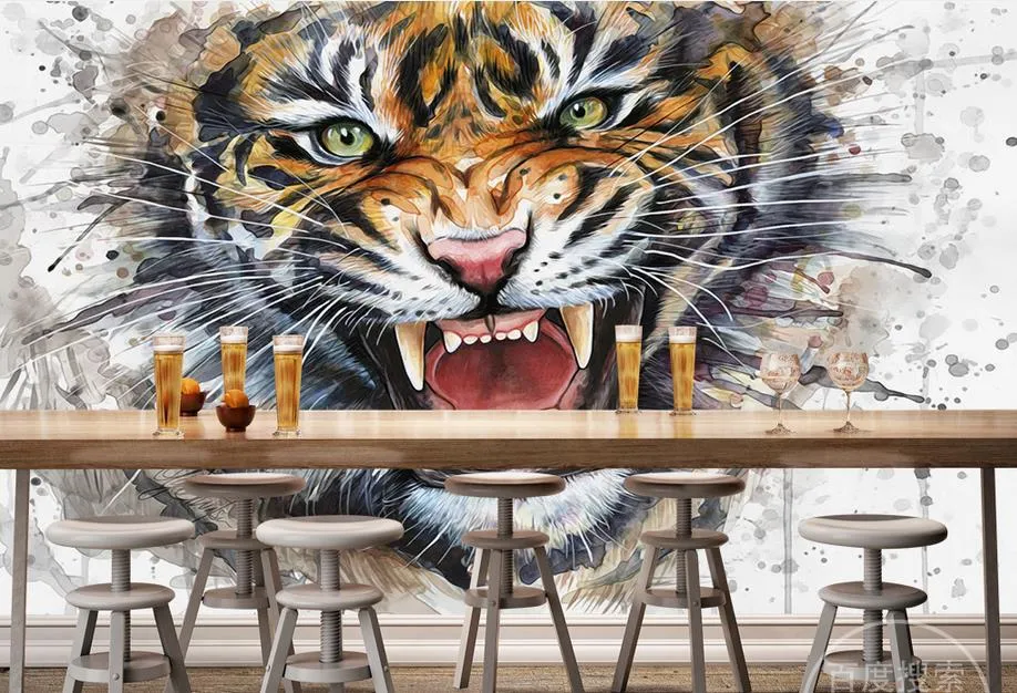 Pink Watercolor Tiger Fresco Hand Painted Ink Tiger Wallpaper Hd For TV ...