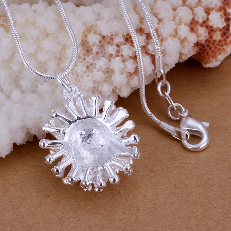 925 Sterling Silver Plated Fireworks Pendant Necklace For Women ...