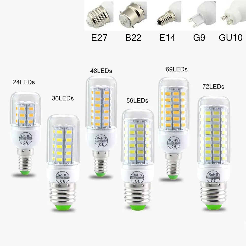 SMD5730 E27 GU10 B22 E12 E14 G9 LED Lamp 7W 9W 12W 15W 18W 110V 220V 360 Angle LED Bulb Led Corn ...