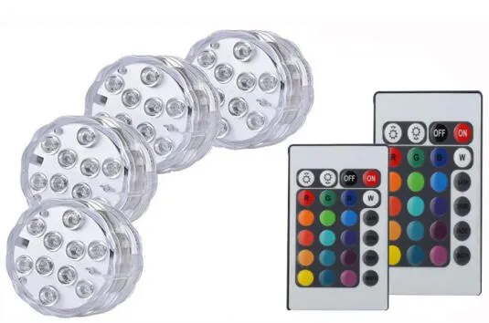 IP68 Waterproof RGB Submersible Pool Puck Lights With 10 LED Party Vase ...