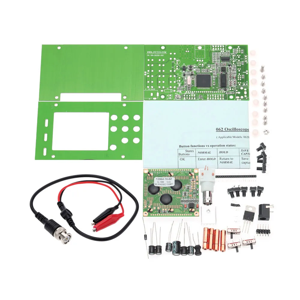 Mini LCD Digital Oscilloscope DIY Kit 1MHz Bandwidth, 2Msps Real Time ...