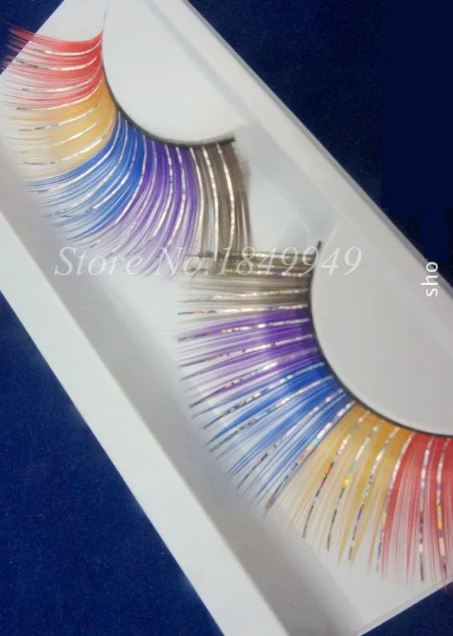 Exaggerated Color False Eyelashes Colorful Catwalk Masquerade Silver ...