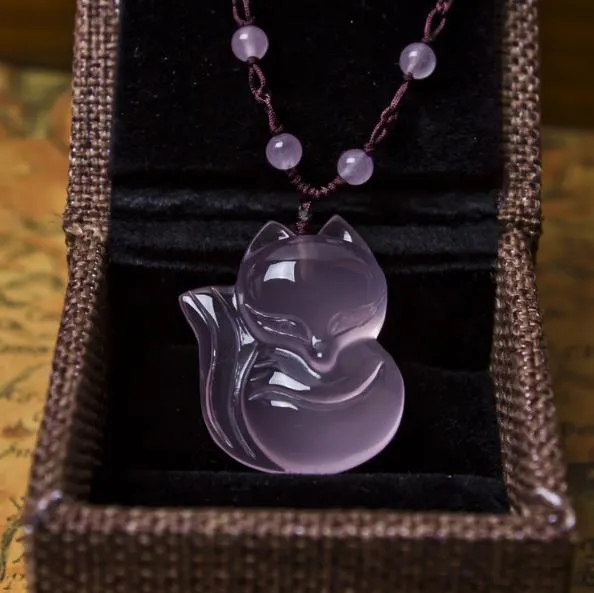 Jade Russe Naturel Violet Agate Renard Jade Pendentif Longue Queue ...