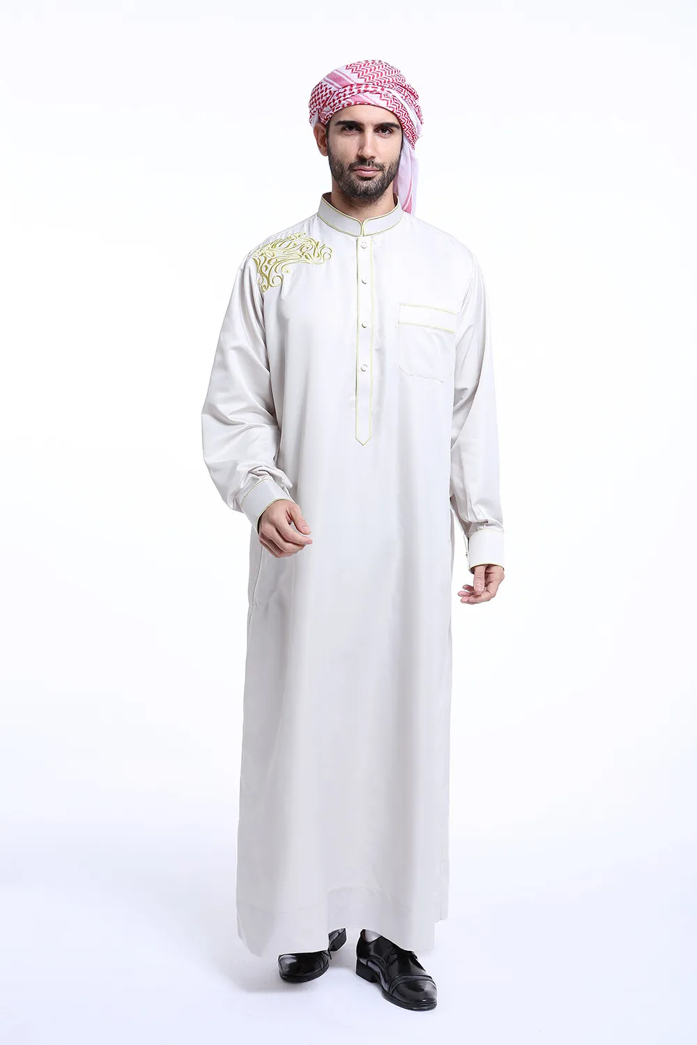 2017 Mode Hommes Style Saoudien Thobe Thoub Abaya Robe Daffah Dishdasha ...