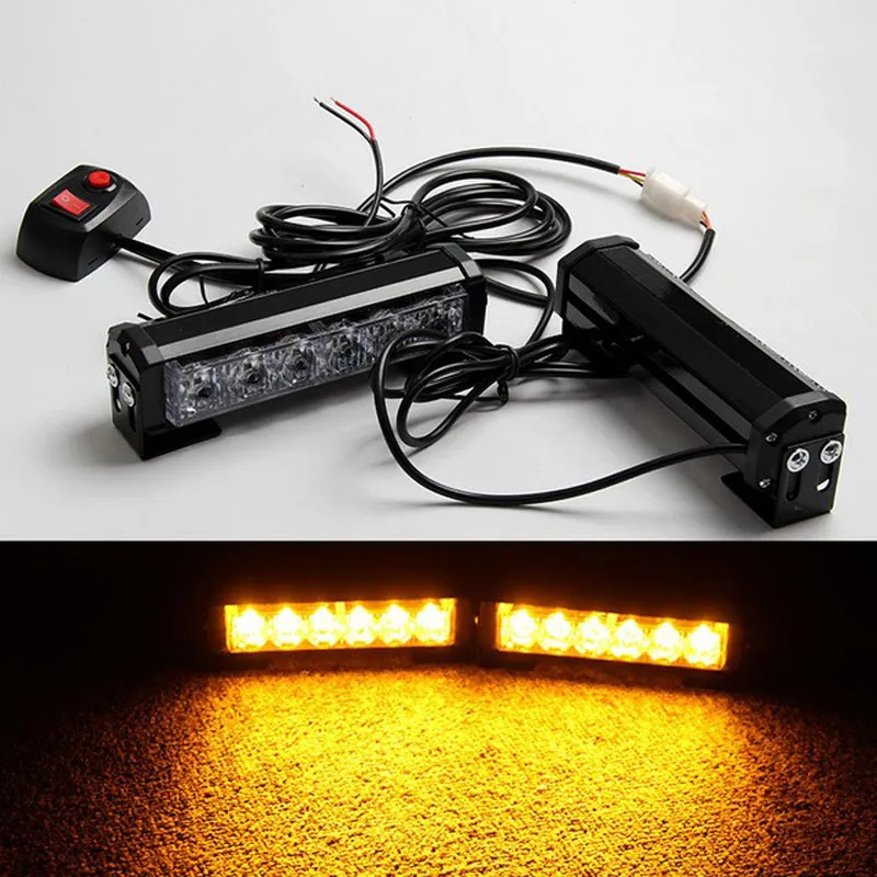 36W LED Police Strobe Flashing Lights 2x6 Dual Color Warning Caution ...
