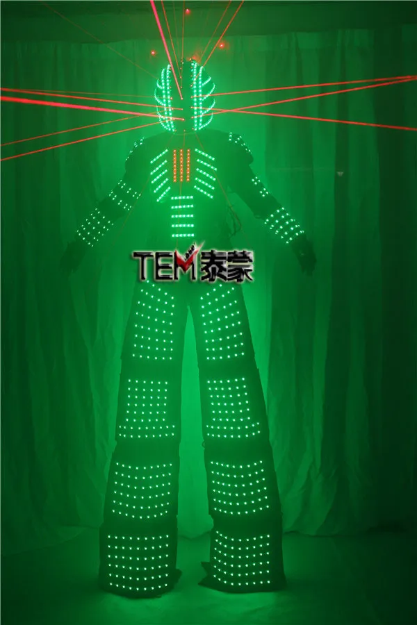 Disfraz Futurista LED Robot: Traje De Robot Iluminado Con Zancos De ...