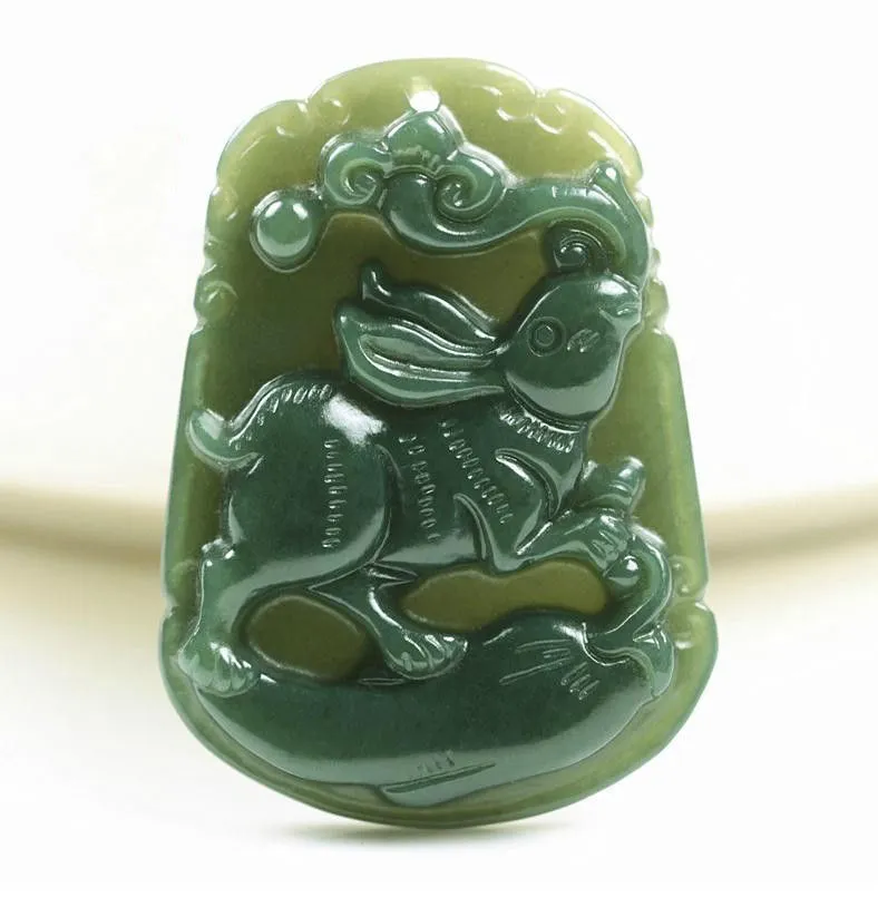 Hand Carved Natural Green Jade Rabbit Pendant... From Dong1228, $31.15 ...
