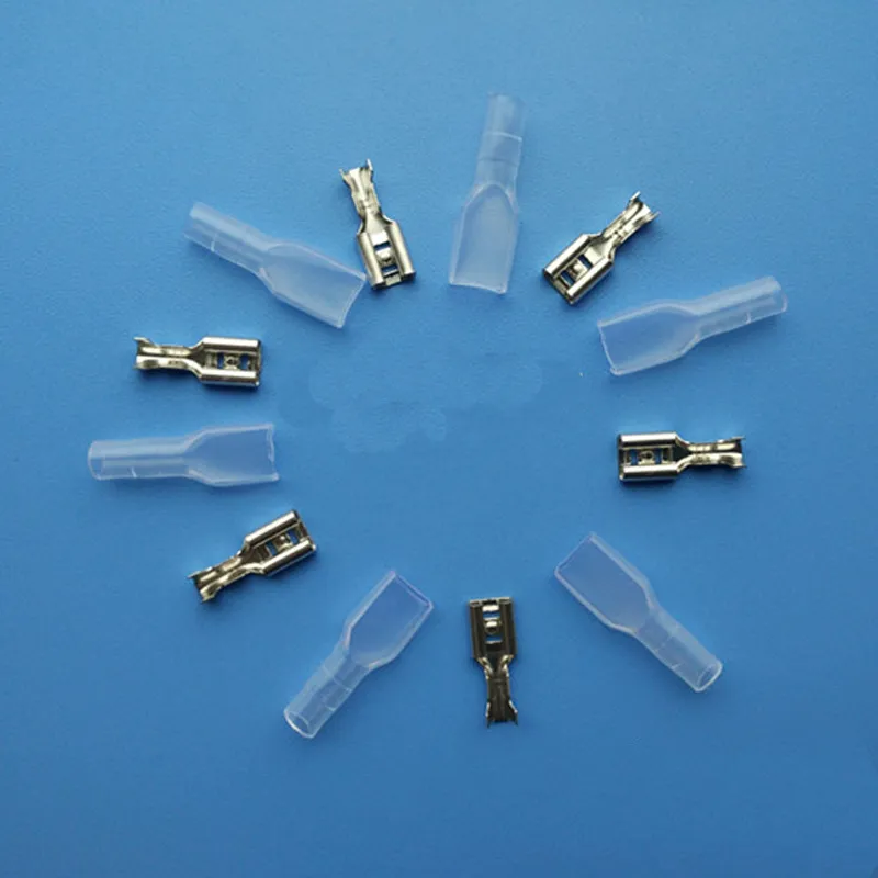 4.8mm Silver Crimp Terminals with Silicone Case Female Spade Quick ...