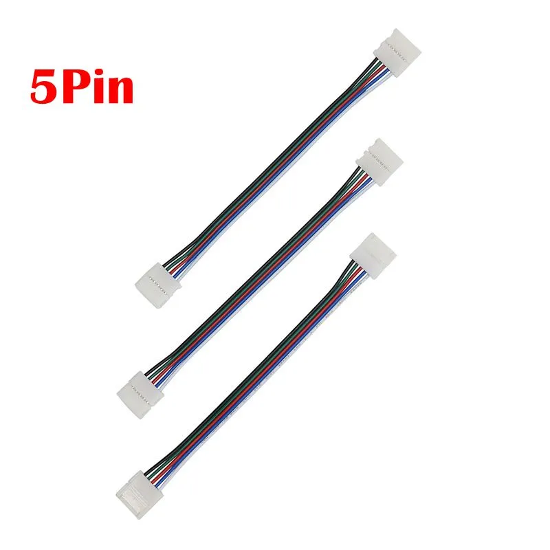 RGBW Connector 5 Pin Jack Coupler Pigtail, 12mm Width, 2 Clip Core ...