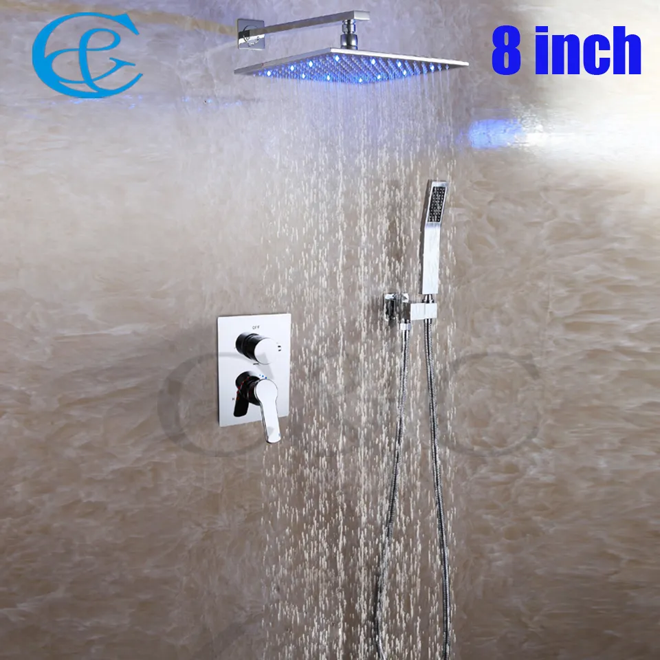Premium Brass Shower Faucet Set: 3-Color LED, Temperature Sensitive ...