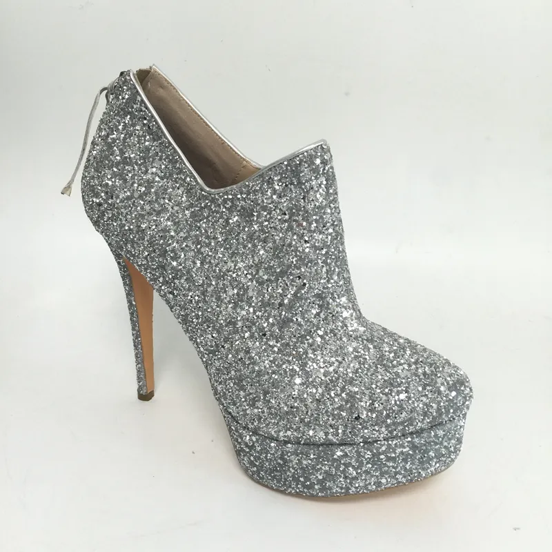 Silver Glitter Wedding Shoes Platform High Heels Custom Colors Bridal ...