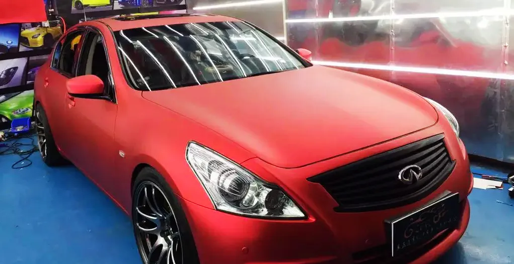 Matte Red Chrome Vinyl Car Wrap Roll Air Bubble Free Satin Vehicle Wrap ...